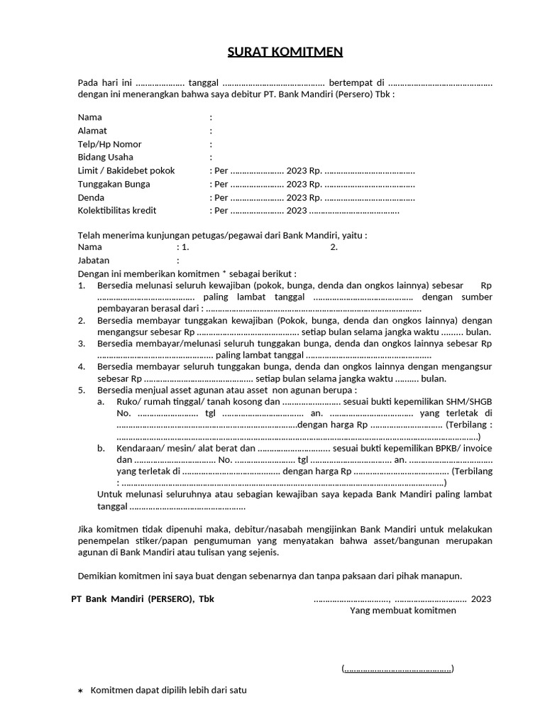 Surat Komitmen 2023 | PDF