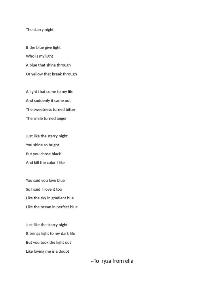 The Starry Night Poem | PDF