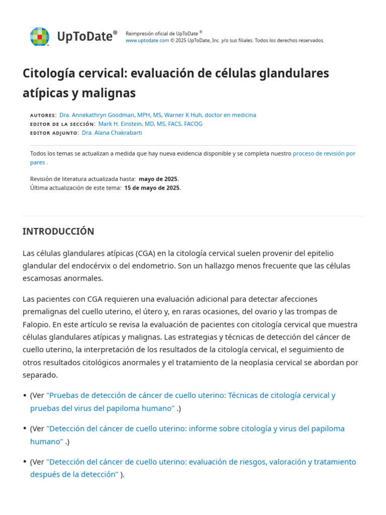 Cervical Cytology - Evaluation of Atypical and Malignant Glandular ...