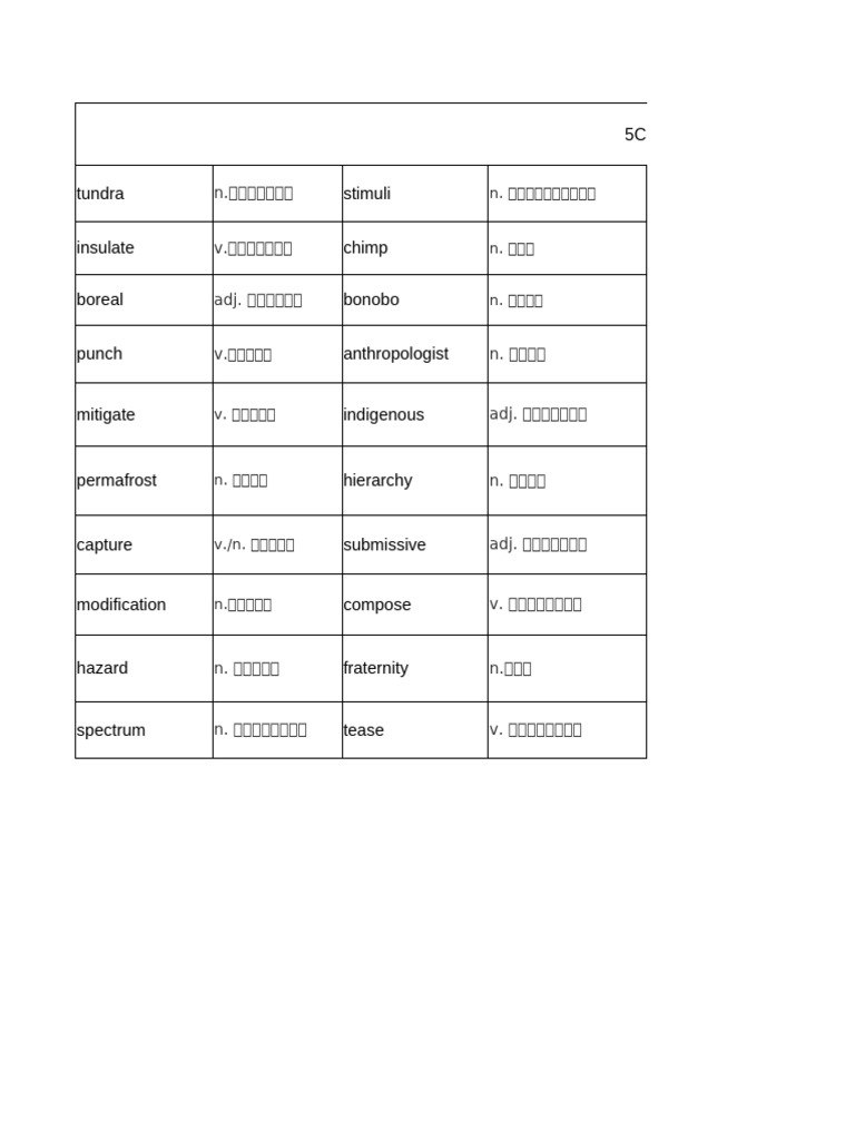 5C-C15-Word List 16 | PDF