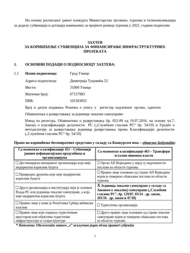 Obrazac Zahtev Za Projekte Infrastrukture U 2021. Godini Geotehnika Most | PDF