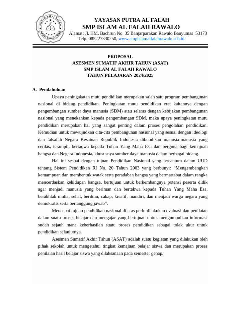 Proposal Asat 2024-2025rev Rab | PDF