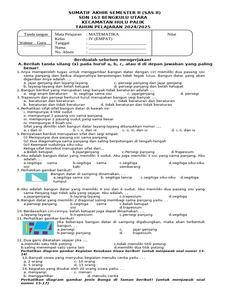 Sat Matematika Kelas 4 S2 | PDF