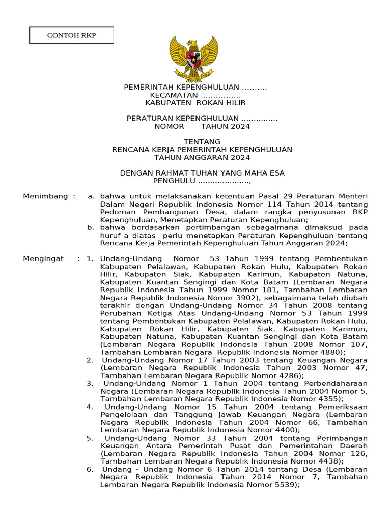 Contoh RKP 2024 | PDF