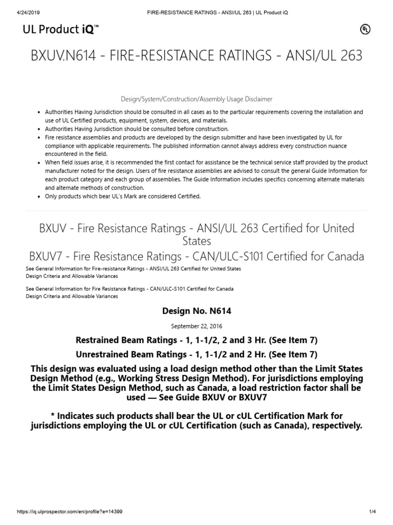 UL 263 Fire-Resistance Ratings Guide | PDF | Concrete | Welding