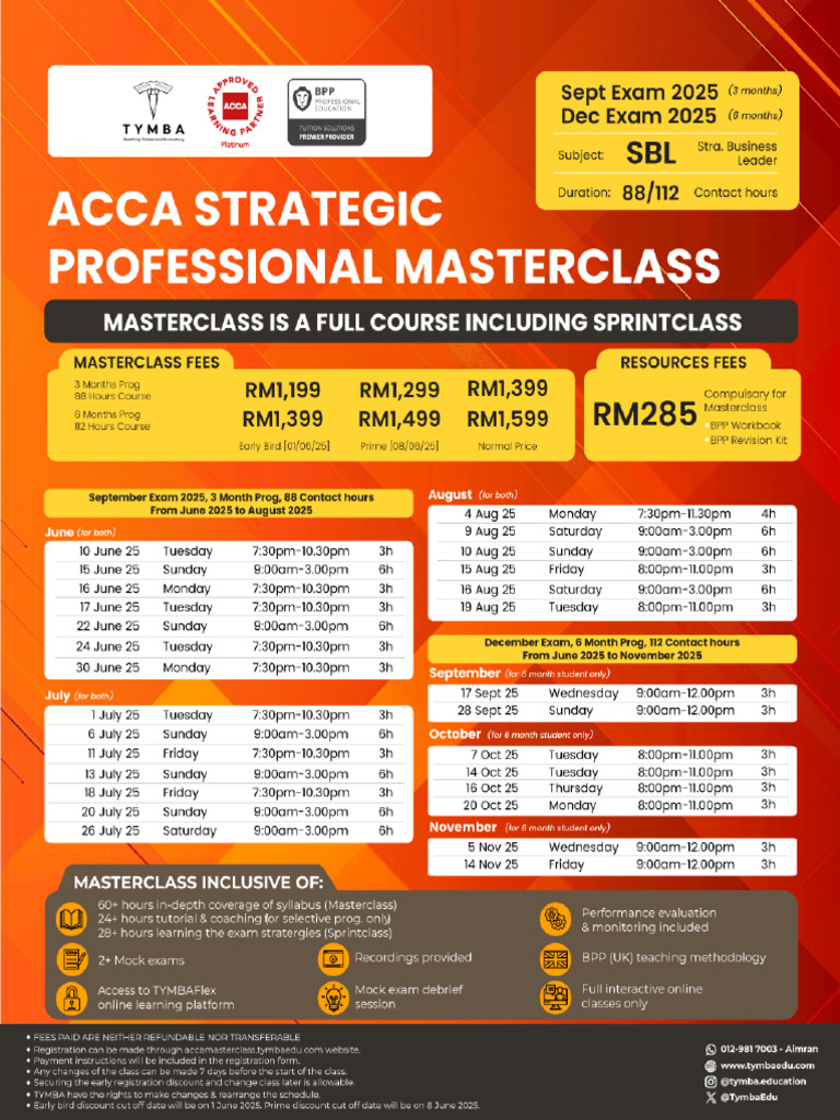SBL Masterclass Schedule | PDF