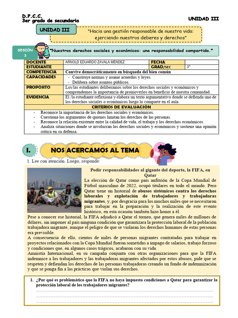 3° DPCC - Actv.04-Uni.3 2025 | PDF | Desigualdad social | Discriminación y relaciones raciales