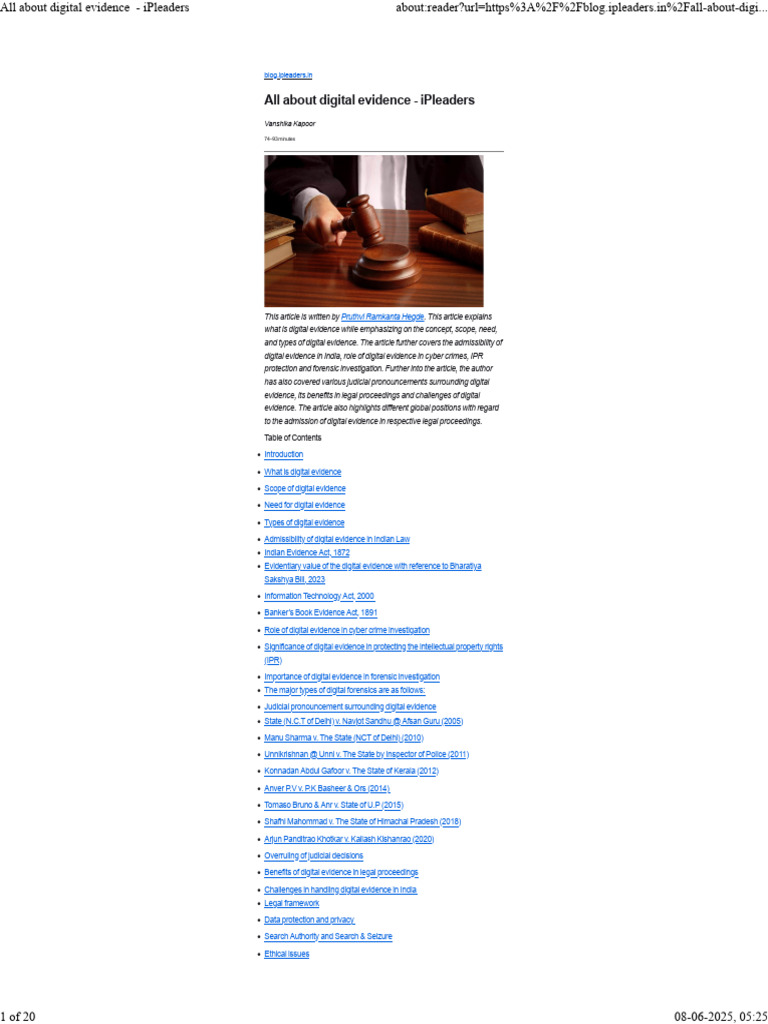 All About Digital Evidence - IPleaders | PDF | Computer Security | Security