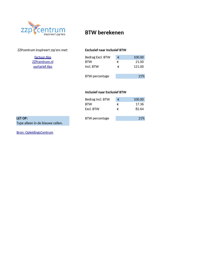 BTW Excel Template | PDF