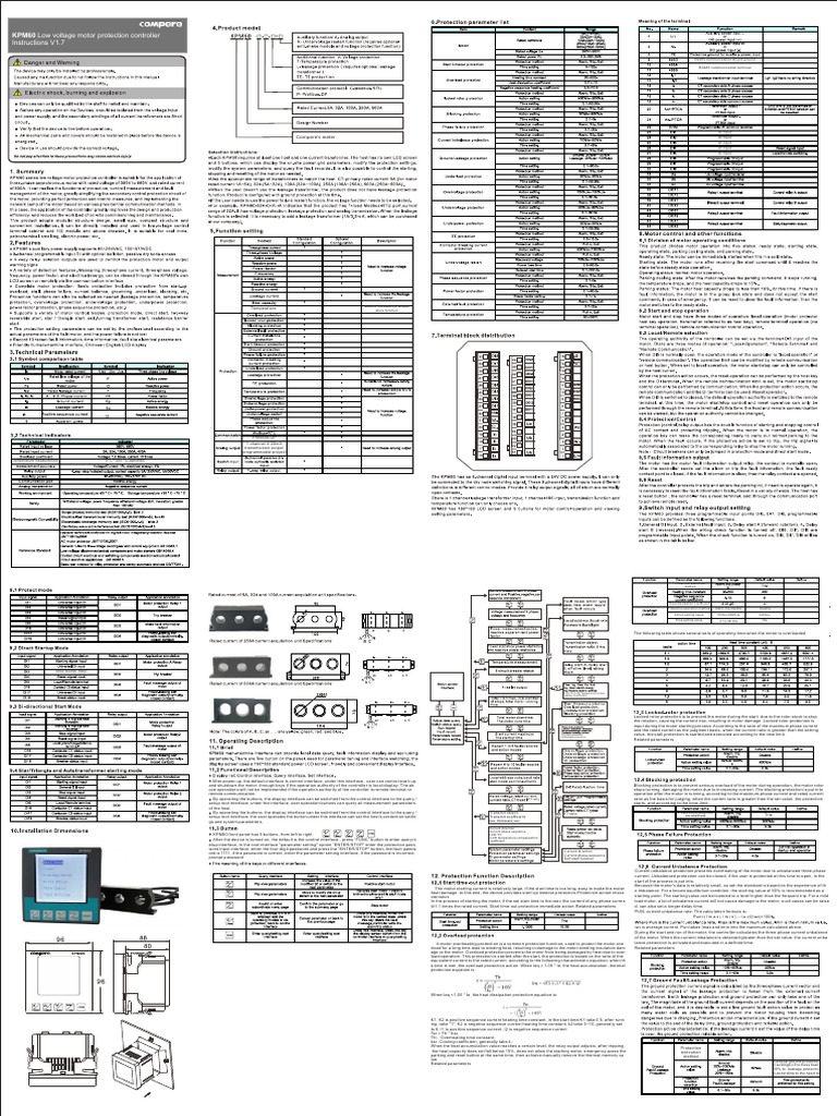 KPM60 Low Voltage Motor Protection Controller Instructions LLs - Compressed | PDF | Electricity ...