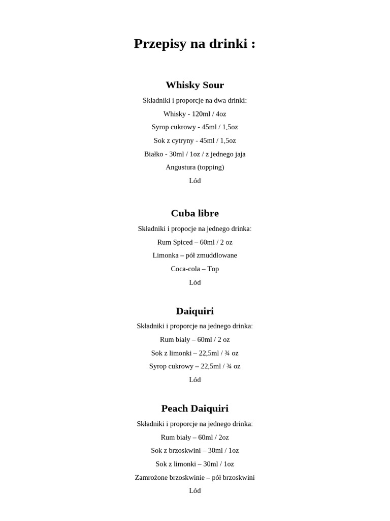 Przepisy Na Drinki 1 | PDF