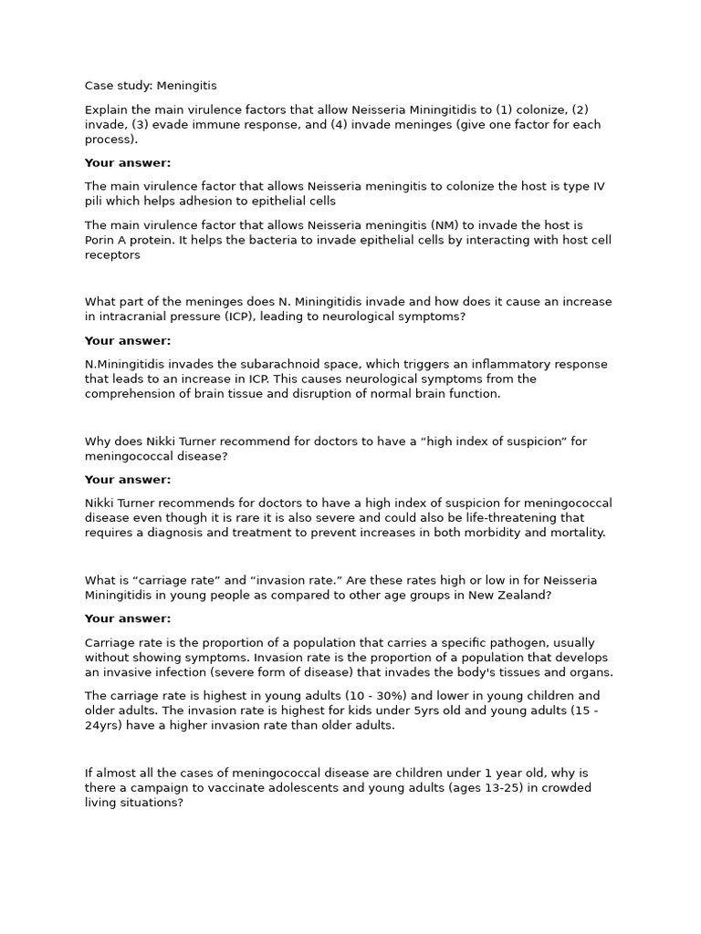 Case Study (BMSC) | PDF | Meningitis | Genetics