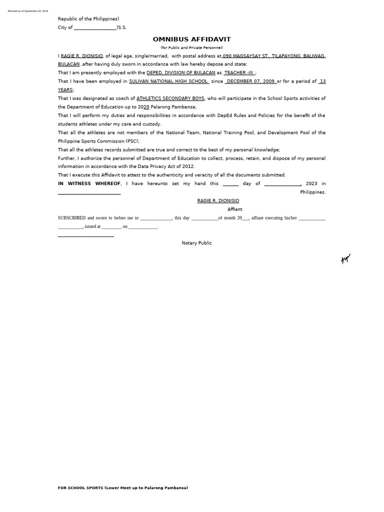 2020 Omnibus Affidavit | PDF | Affidavit | Government