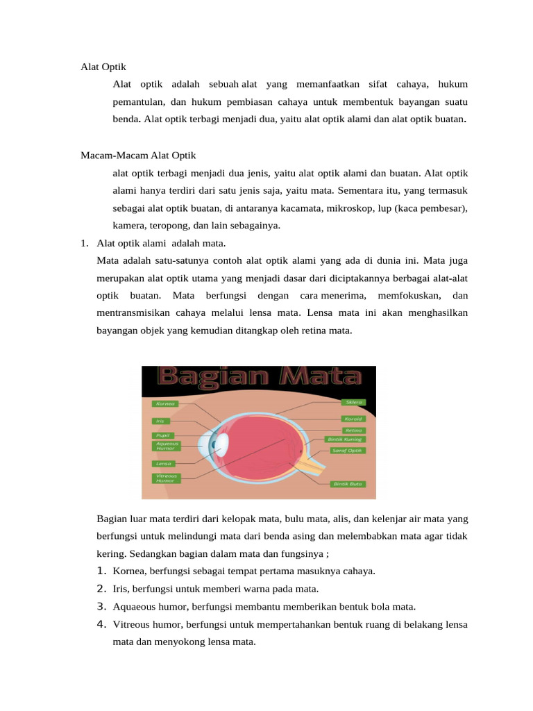 Macam-Macam Alat Optik dan Fungsinya | PDF