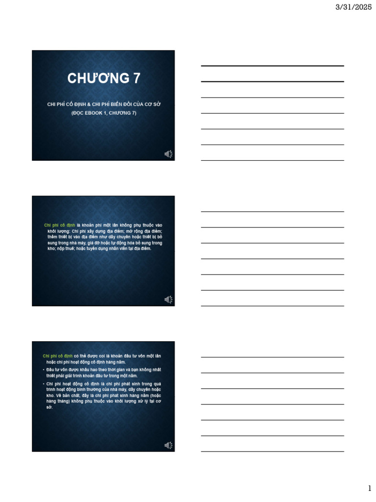 Chương 7 - Facility Fixed and Variable Costs | PDF