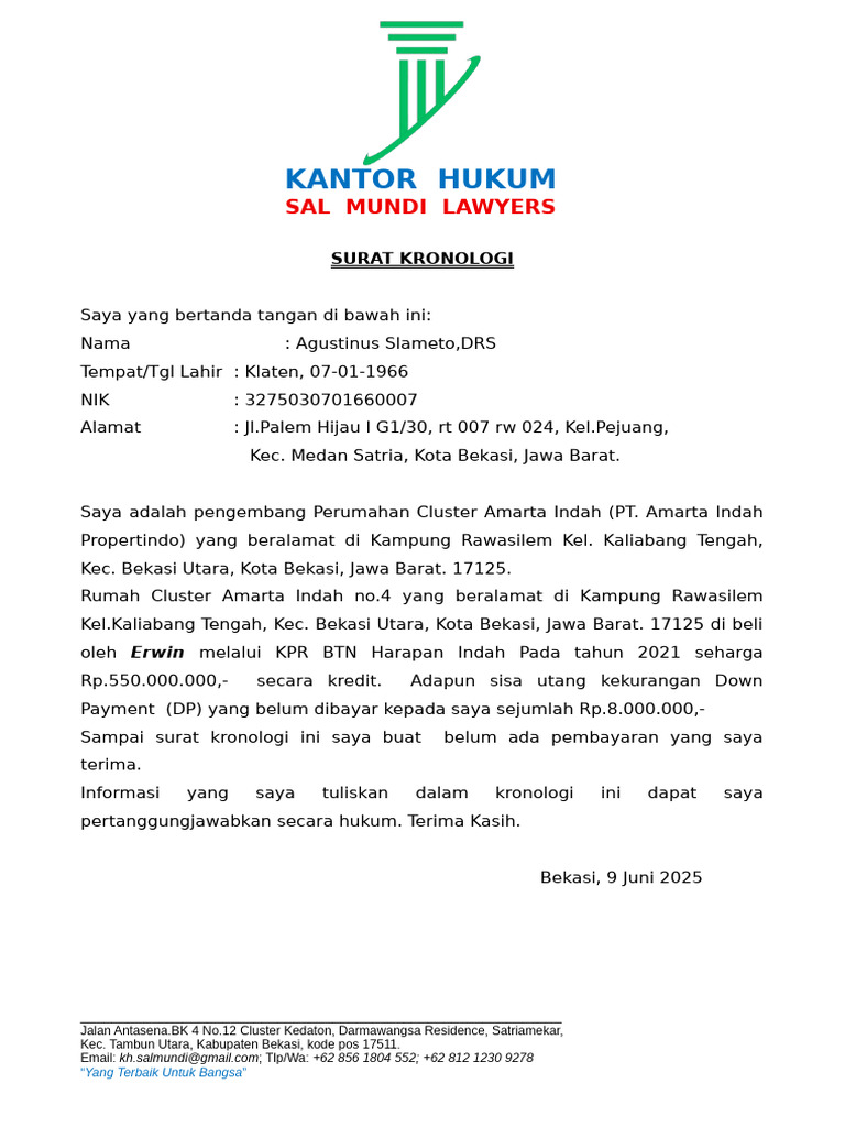 Surat Kronologi Erwin | PDF