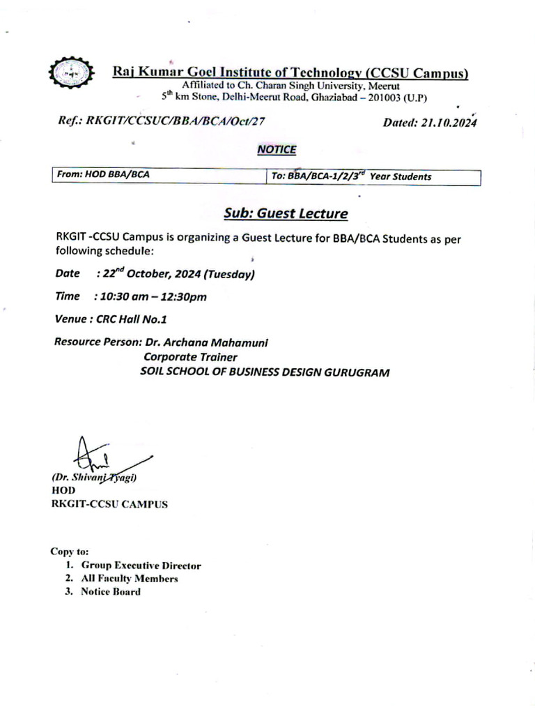 Guest Lecture Notice | PDF