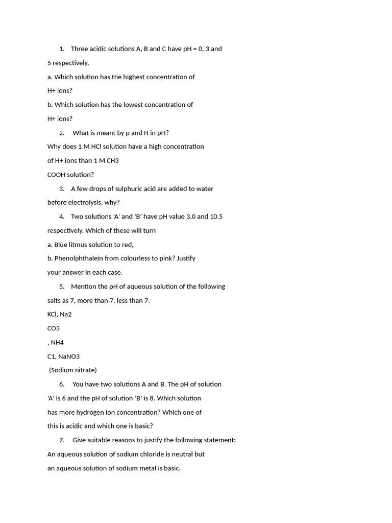 Acids and Bases Test 1 | PDF | Acid | Ph