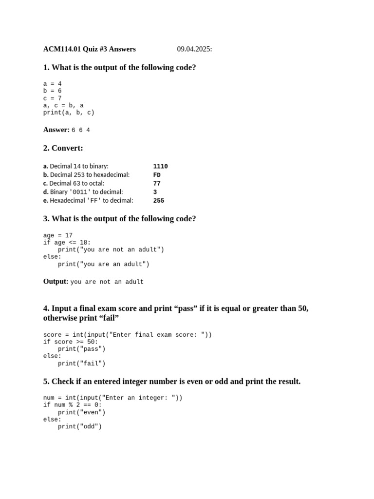 ACM114.01 Quiz3 Answers | PDF