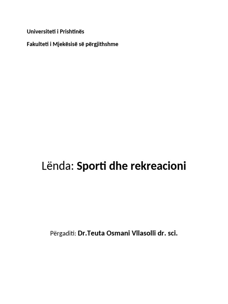 Sporti Dhe Rekreacioni - Hyrje | PDF