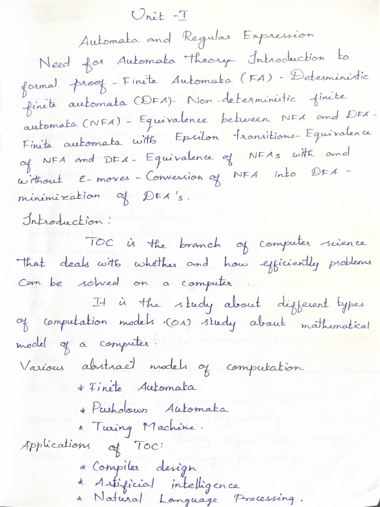 TOC Notes PDF For Studying Quick &fastes | PDF