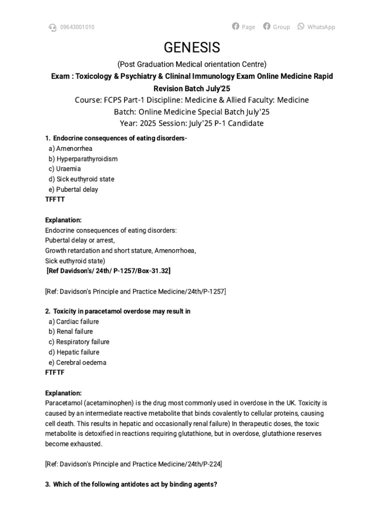 Immuno, Toxic, Psychiatry, Geriatrics Rapid Revision | PDF | Mental ...