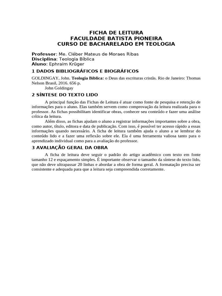 Modelo de Ficha de Leitura (Morris) | PDF