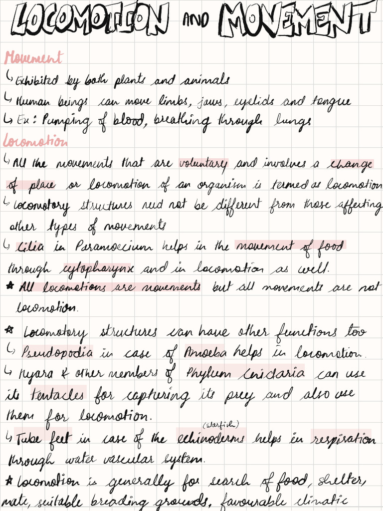 Class 11 Biology Locomotion & Movement Detailed Notes | PDF
