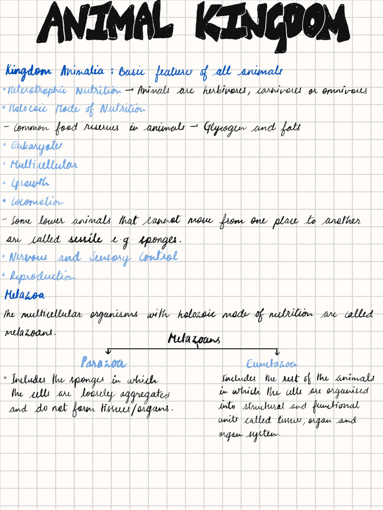 Class 11 Biology Animal Kingdom Notes | PDF