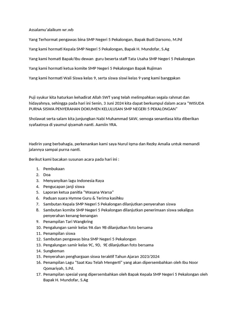 Teks Wasana Warsa | PDF