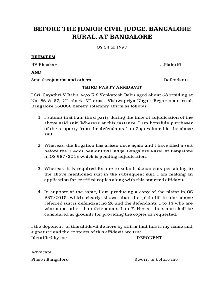 Third Party Affidavit | PDF