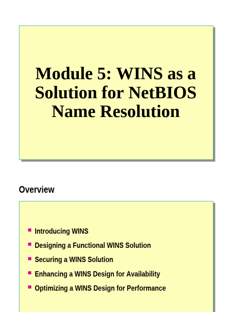 WINS As A Solution For NetBIOS Name Resolution | PDF | Router ...