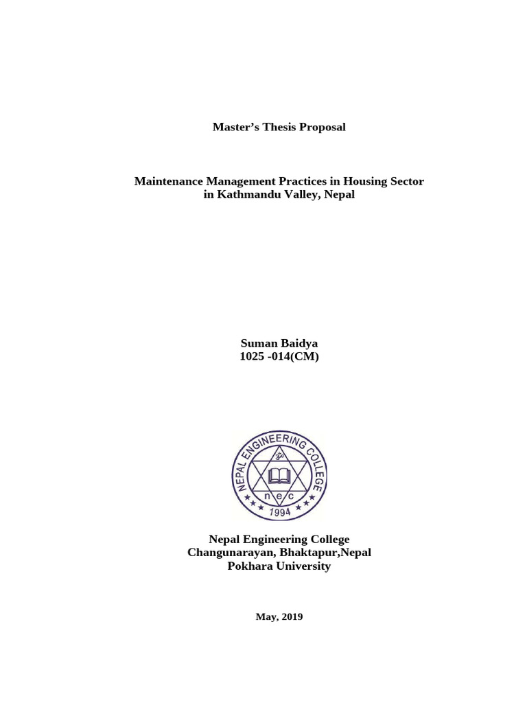 Sample Masters Thesis Proposal - Suman Baidya | PDF | Methodology | Household