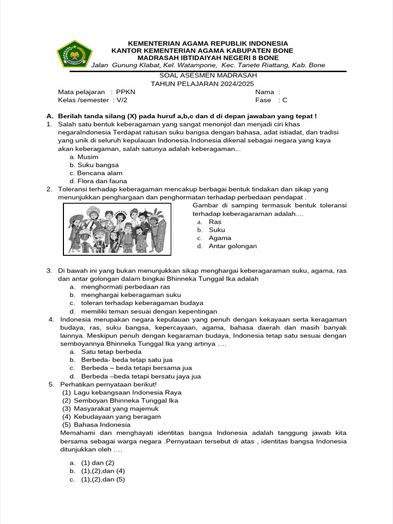 Soal Asesmen PPKN SMSR 2 | PDF