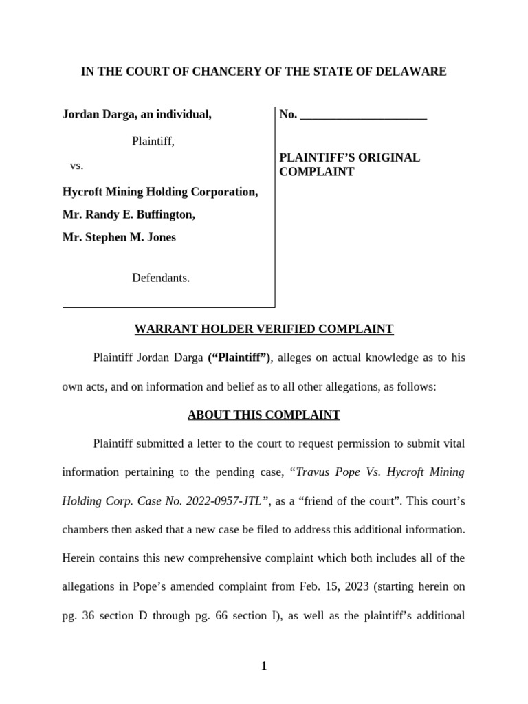 Darga Complaint | PDF | Sarbanes–Oxley Act | Complaint