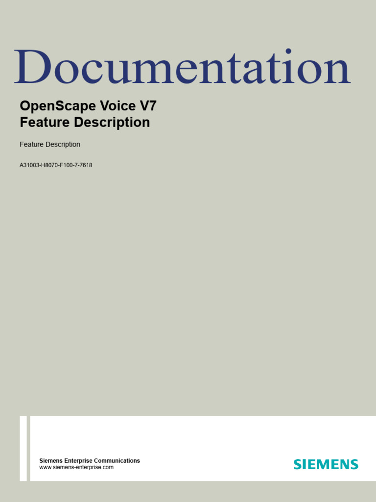 OpenScape Voice V7, Feature Description, Issue 7 - Addfiles | PDF ...