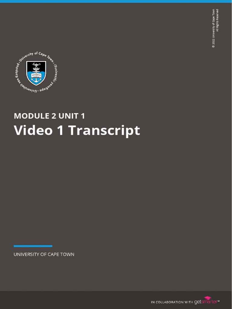 UCT OM M2U1 Video 1 Transcript | PDF | Performance Indicator | Business ...