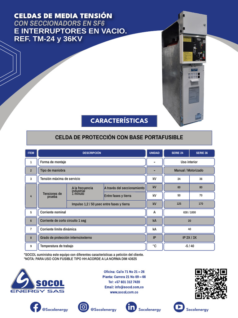 Ficha Tecnica Celda de Media Tension Con Seccionador en Sf6 | PDF