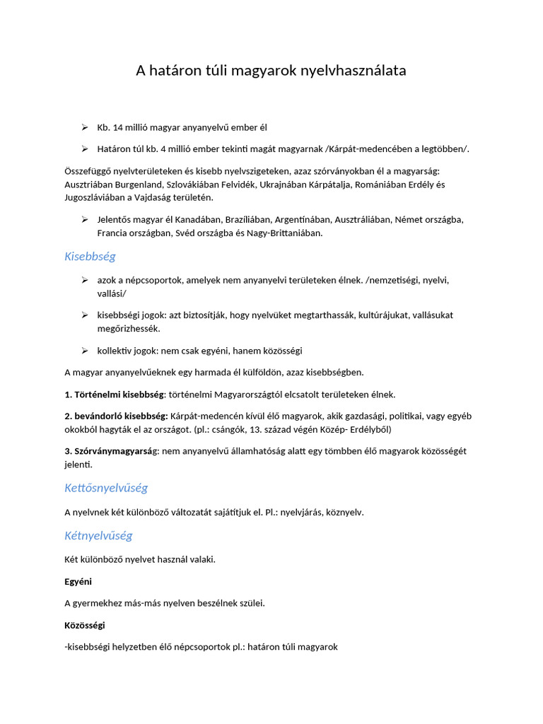 Határon Túli Magyarság | PDF