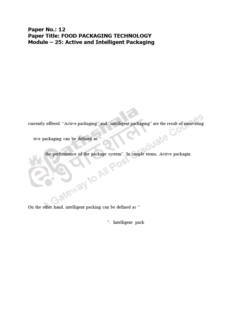 Active and Intelligent Packaging | PDF | Oxide | Shelf Life