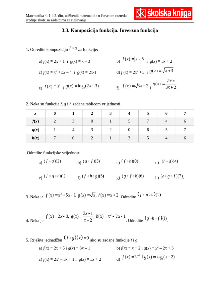 3 3 +kompozicija+funkcija +Inverzna+funkcija+SO | PDF