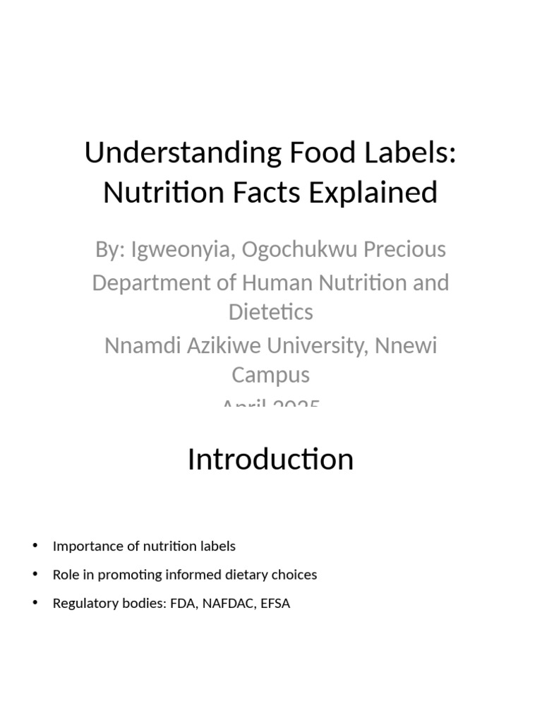 Nutrition Facts Label Presentation | PDF