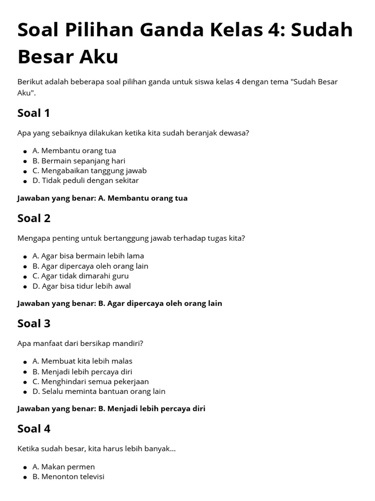 Soal Pilihan Ganda Kelas 4 Tentang Konstitusi Dan Norma Di Masyarakat-2 | PDF