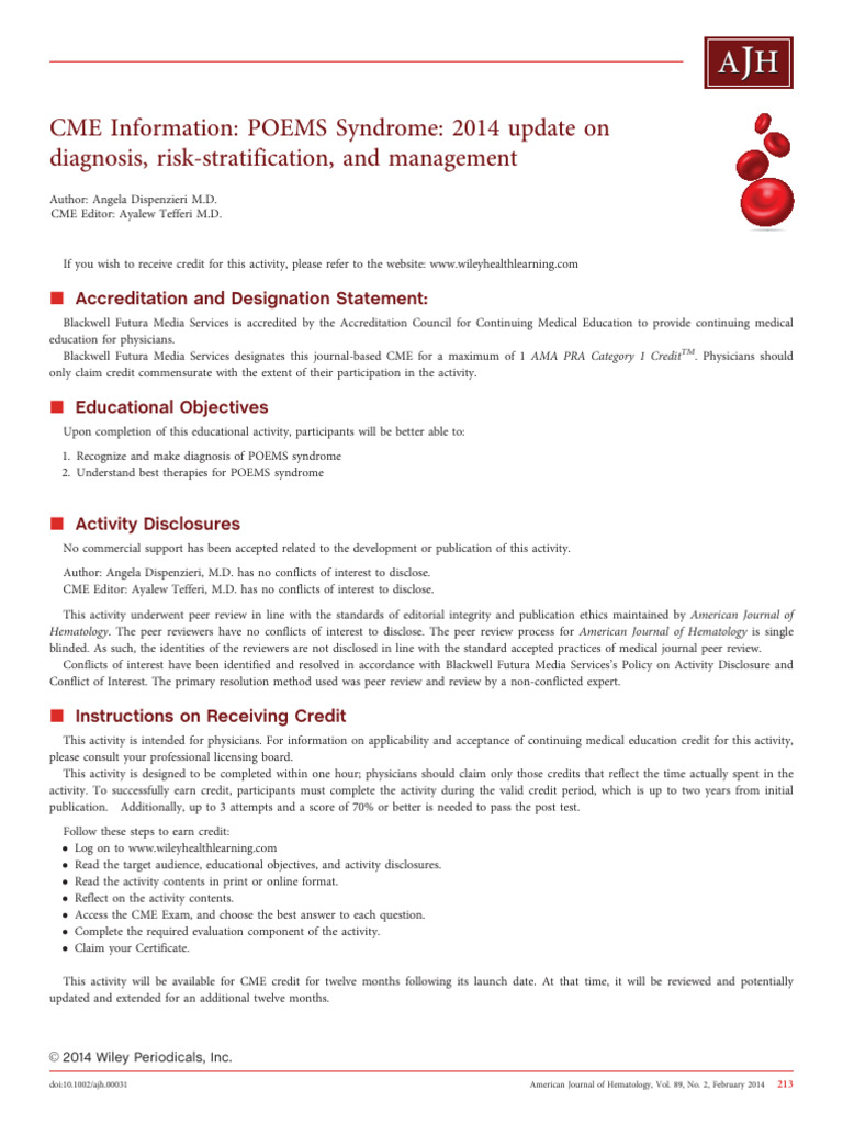 POEMS | PDF | Clinical Medicine | Medical Specialties
