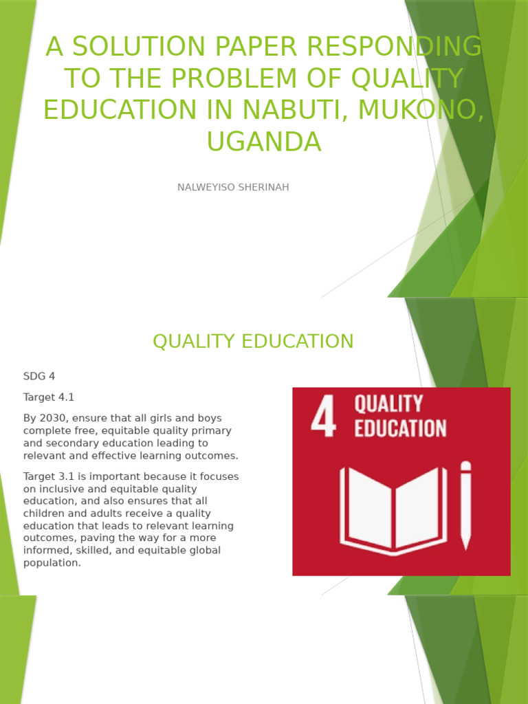 A Solution Paper Responding To The Problem of Quality Education in ...