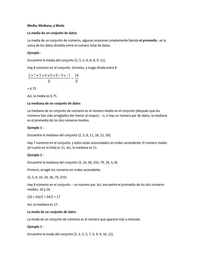 Media Moda y Mediana | PDF