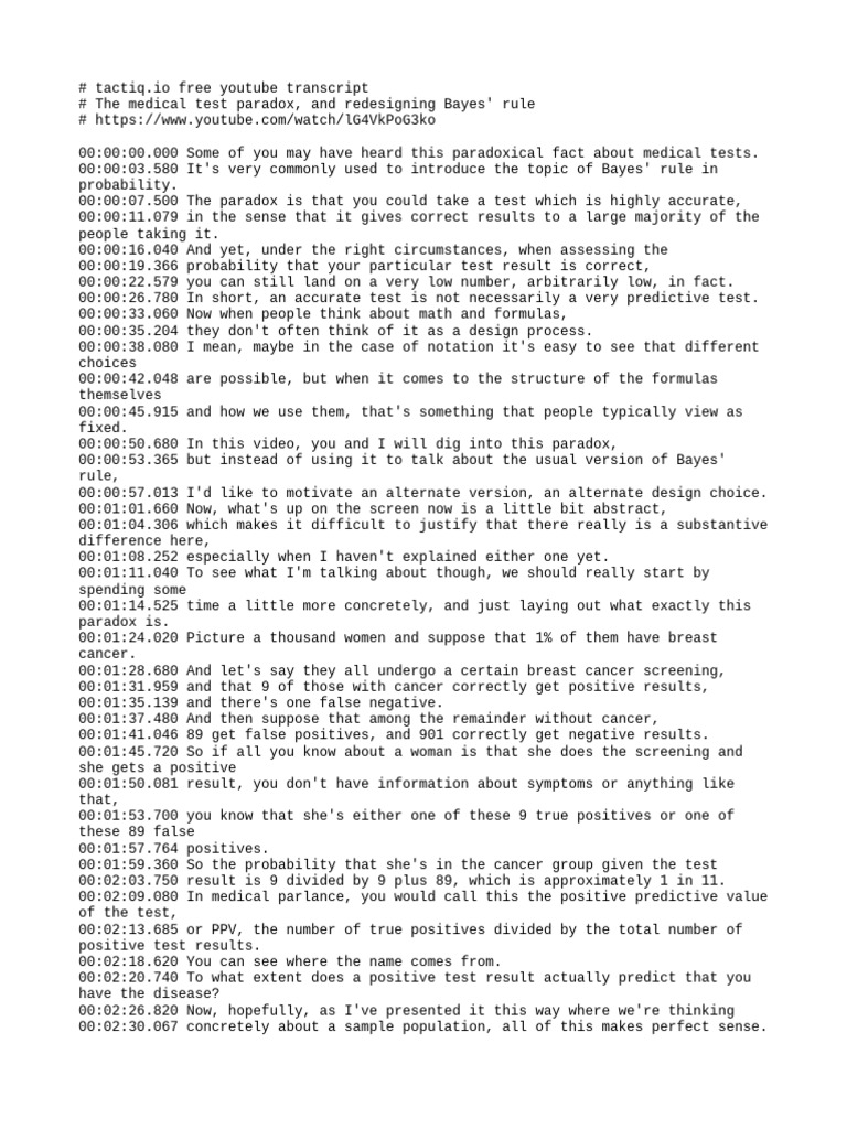 Tactiq Free Transcript LG4VkPoG3ko | PDF | Sensitivity And Specificity ...
