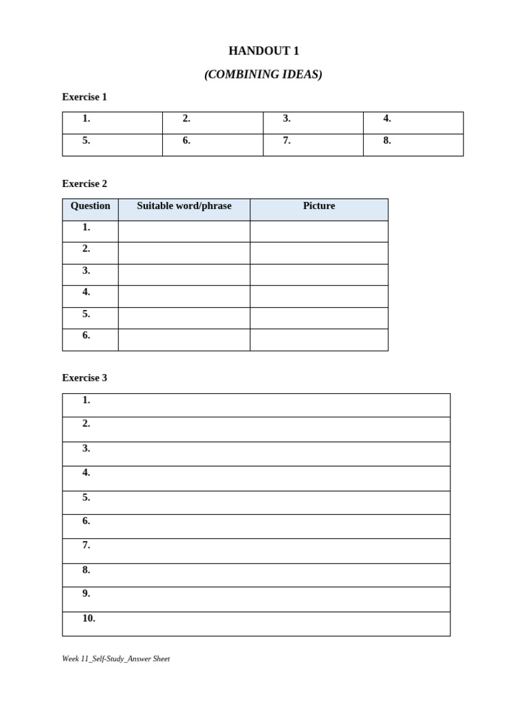 Week 11 Self-Study Answer Sheet | PDF