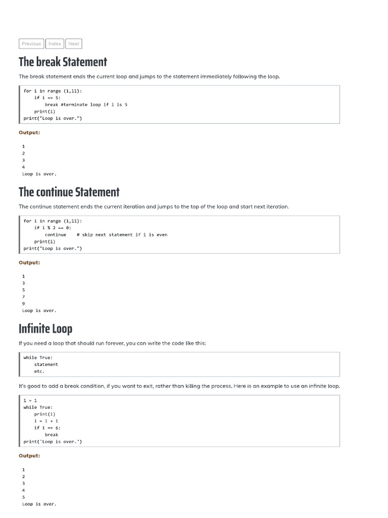 Python Continue Break | PDF