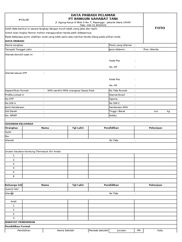 Form Aplikasi BST 2025 | PDF